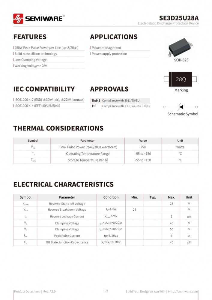 SE3D25U28A technical document page 1
