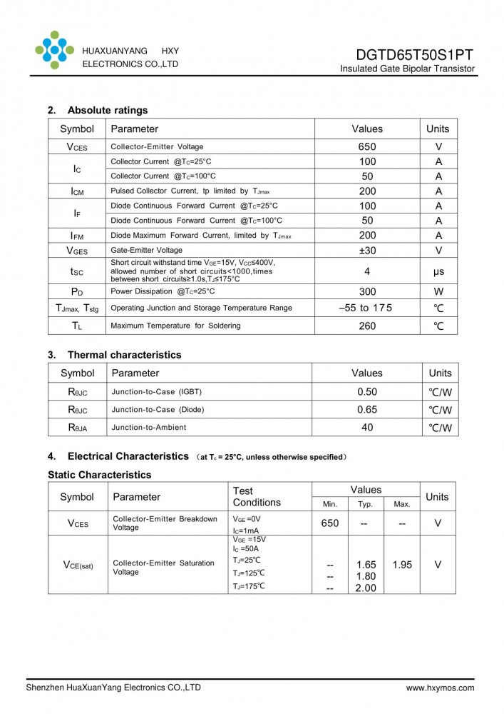 DGTD65T50S1PT-HXY datasheet page 2