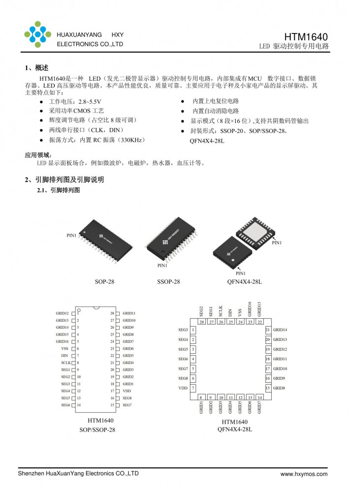 HTM1640 datasheet page 1