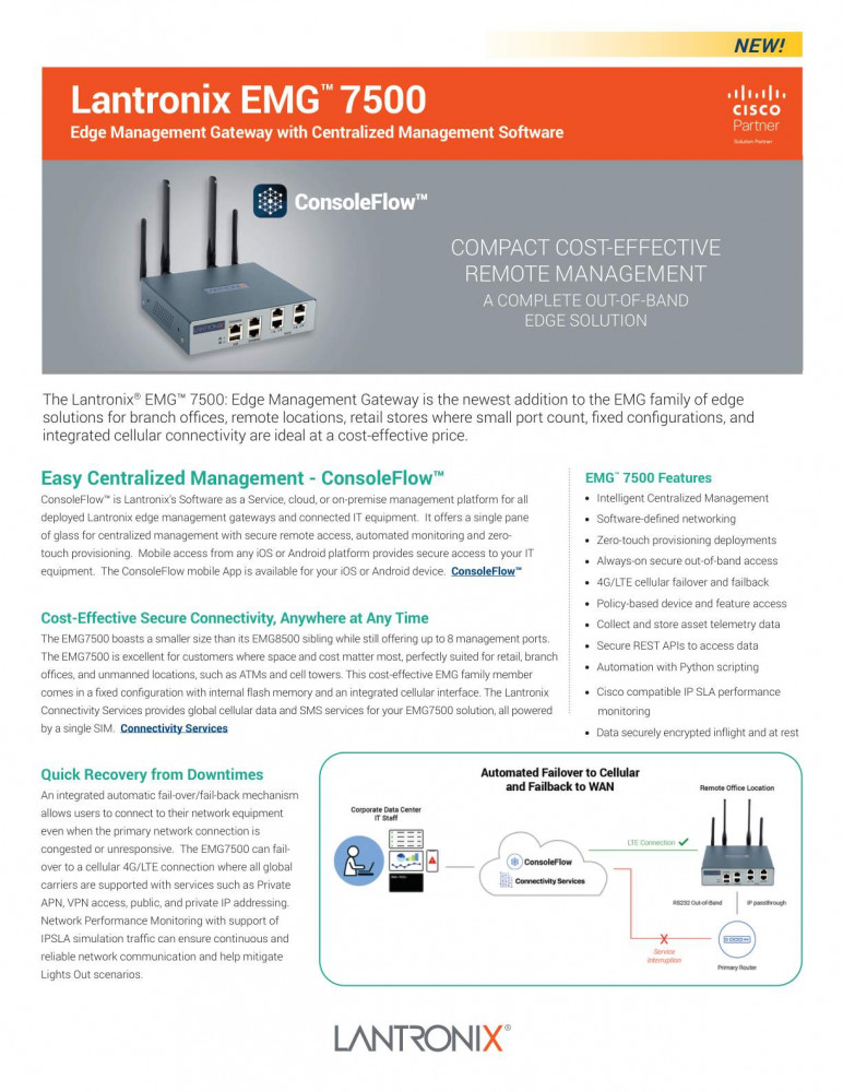 Lantronix EMG 7500 technical document, page 1