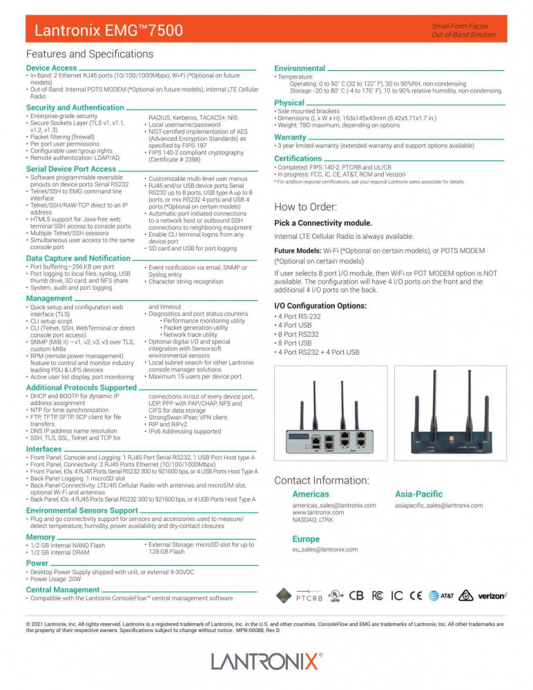 Lantronix EMG 7500 technical document, page 2