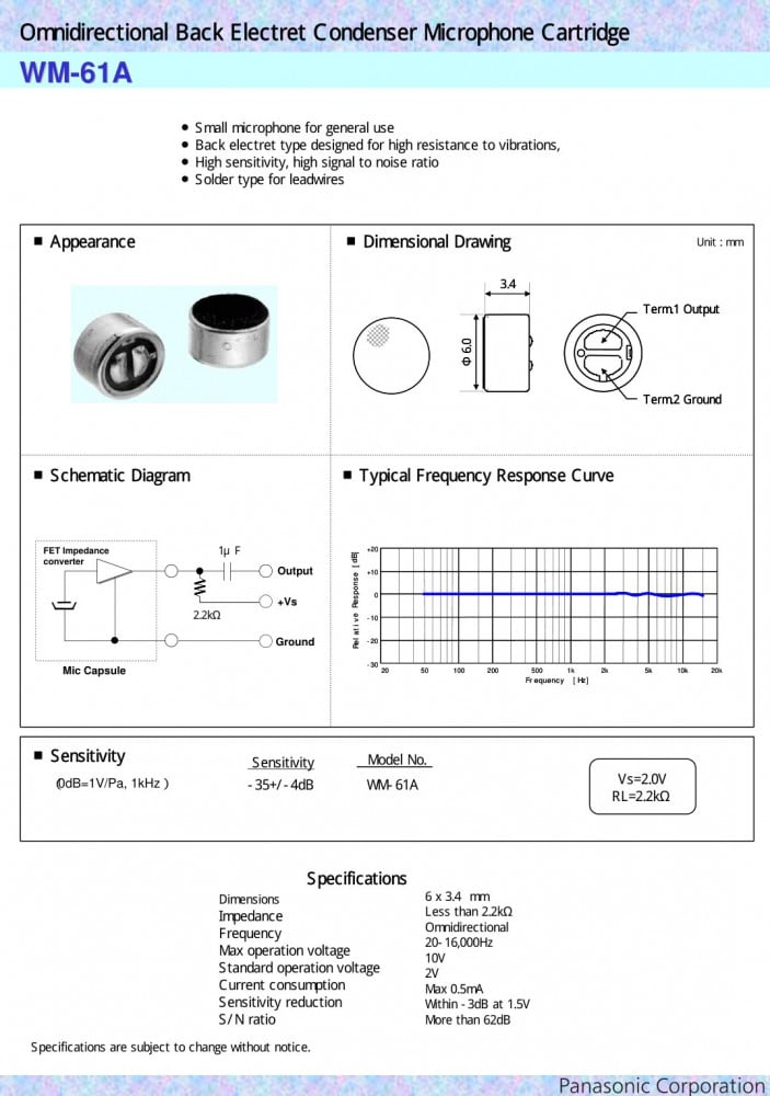 PANASONIC WM-61A technical document