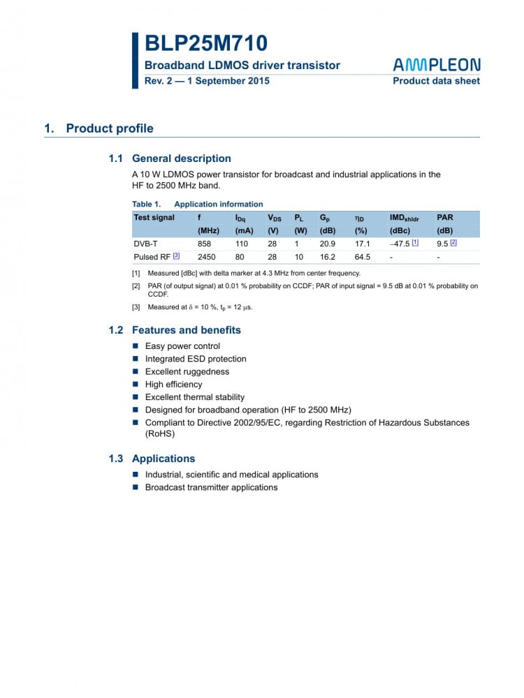 BLP25M710Z datasheet page 1