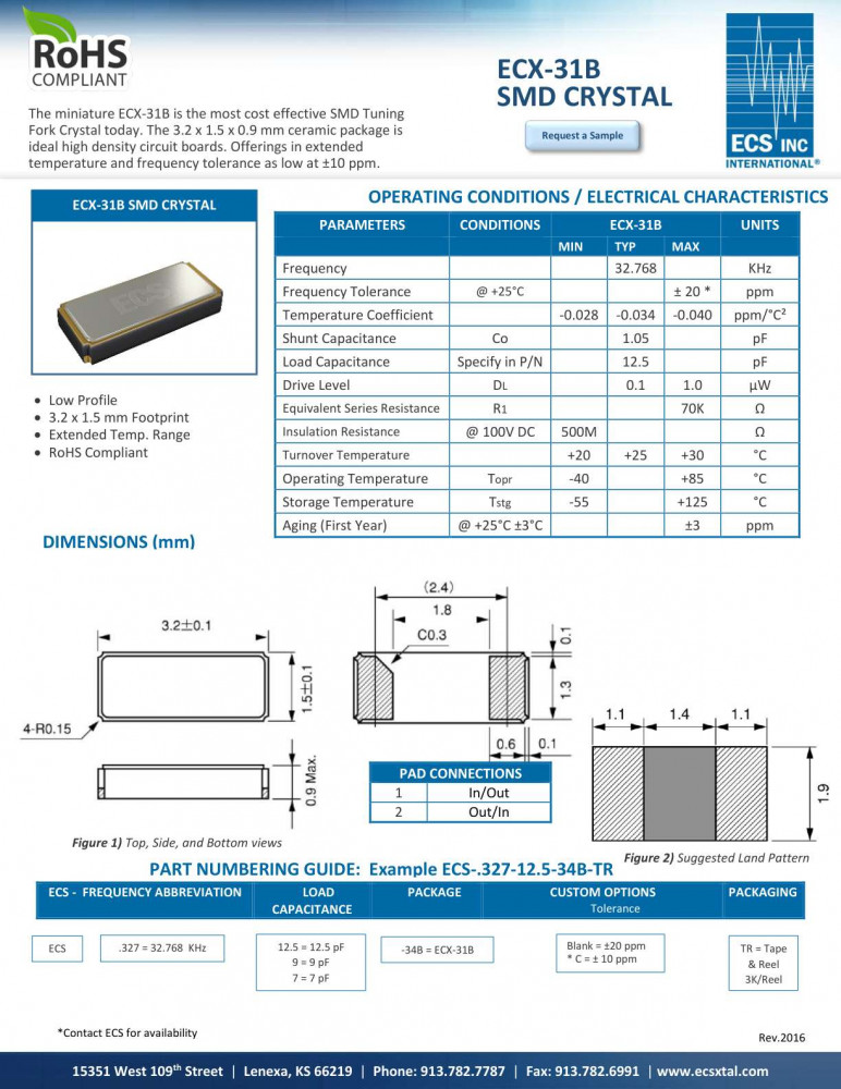 ECS ECX-31B datasheet page 1