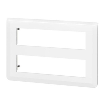 Mosaic - Plate 2x8 modules - White thermoplastic glossy finish RAL9003 - Horizontal flush-mounted cover frame 2x8 modules for sale