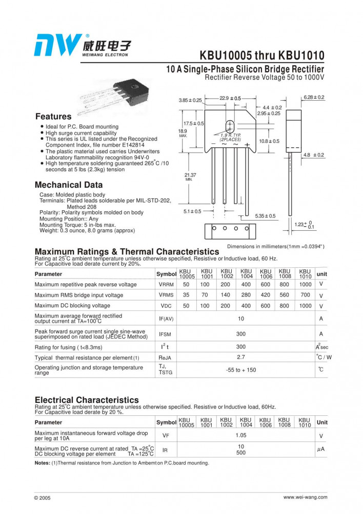 SEP KBU1010 datasheet page 1