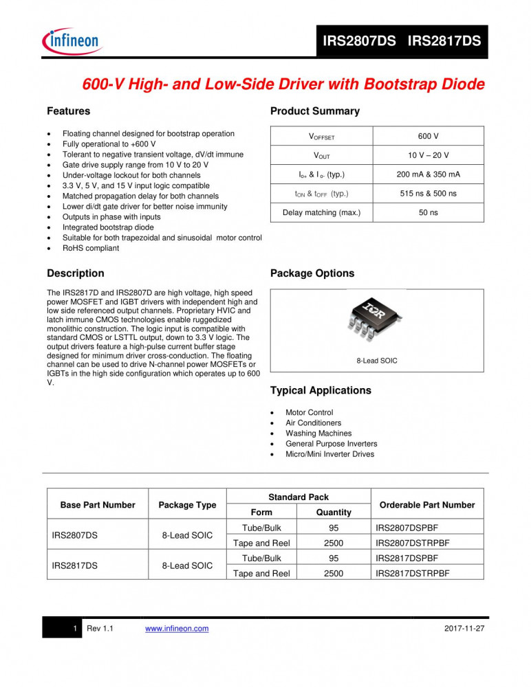 IRS2817DSTRPBF datasheet page 1