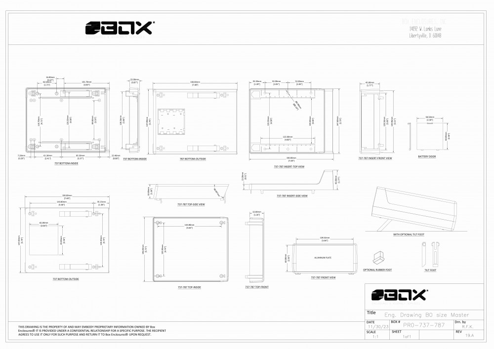 PRO-737 and PRO-787 enclosure drawing visual reference