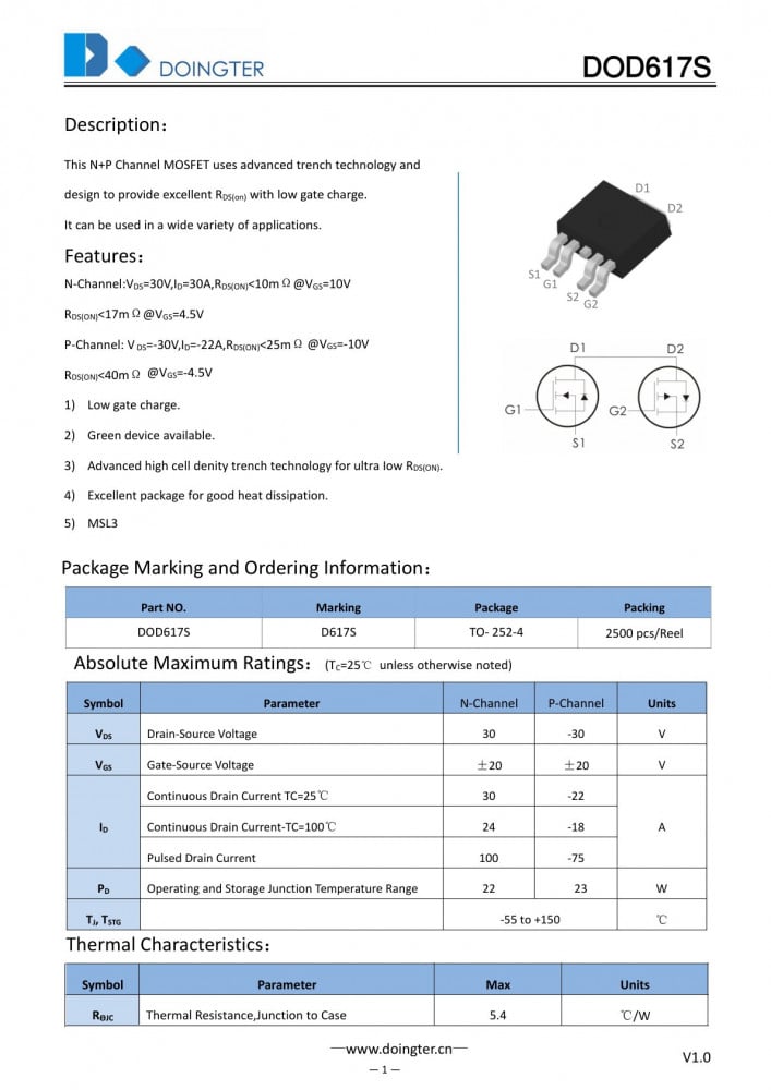 DOD617S datasheet page 1