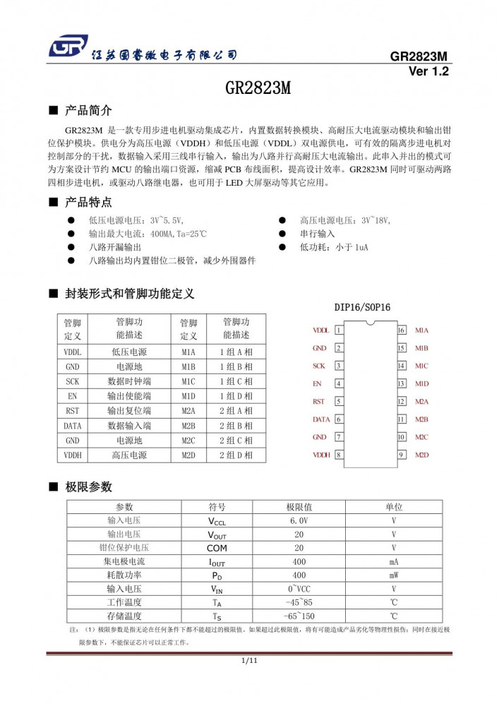 GR2823M datasheet page 1
