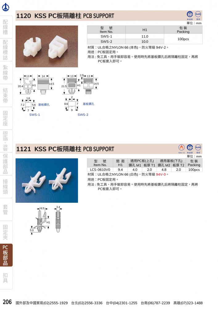 KSS SWS-1 PCB support technical document preview