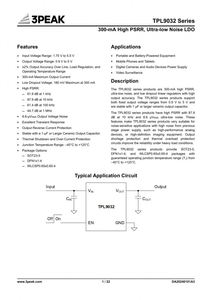 TPL9032 datasheet page 1
