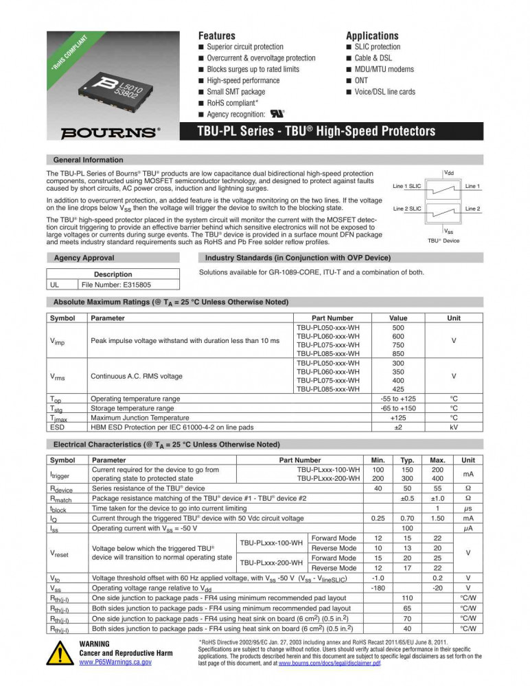 TBU-PL series datasheet page 1