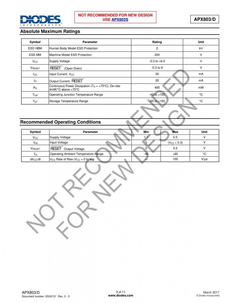 APX803D datasheet page 3