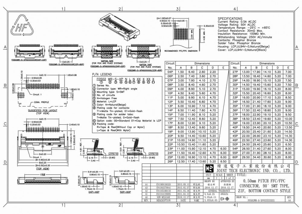 F0502WR series technical drawing sheet 1