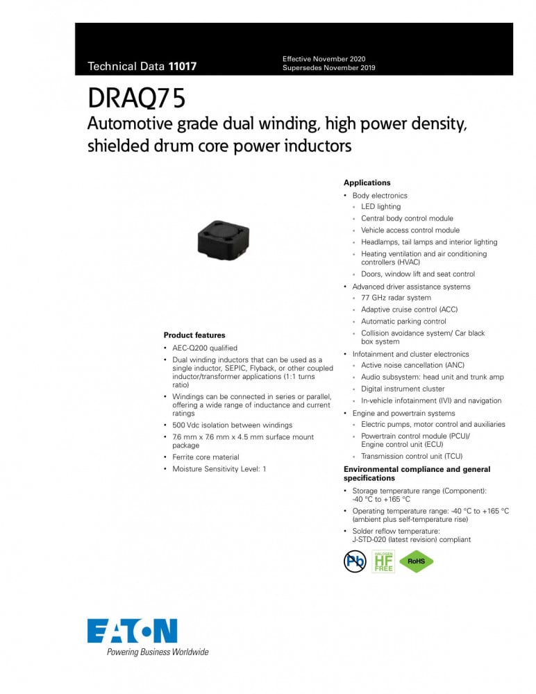 DRAQ75 datasheet page 1