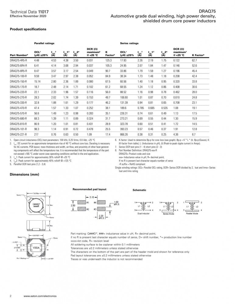 DRAQ75 datasheet page 2
