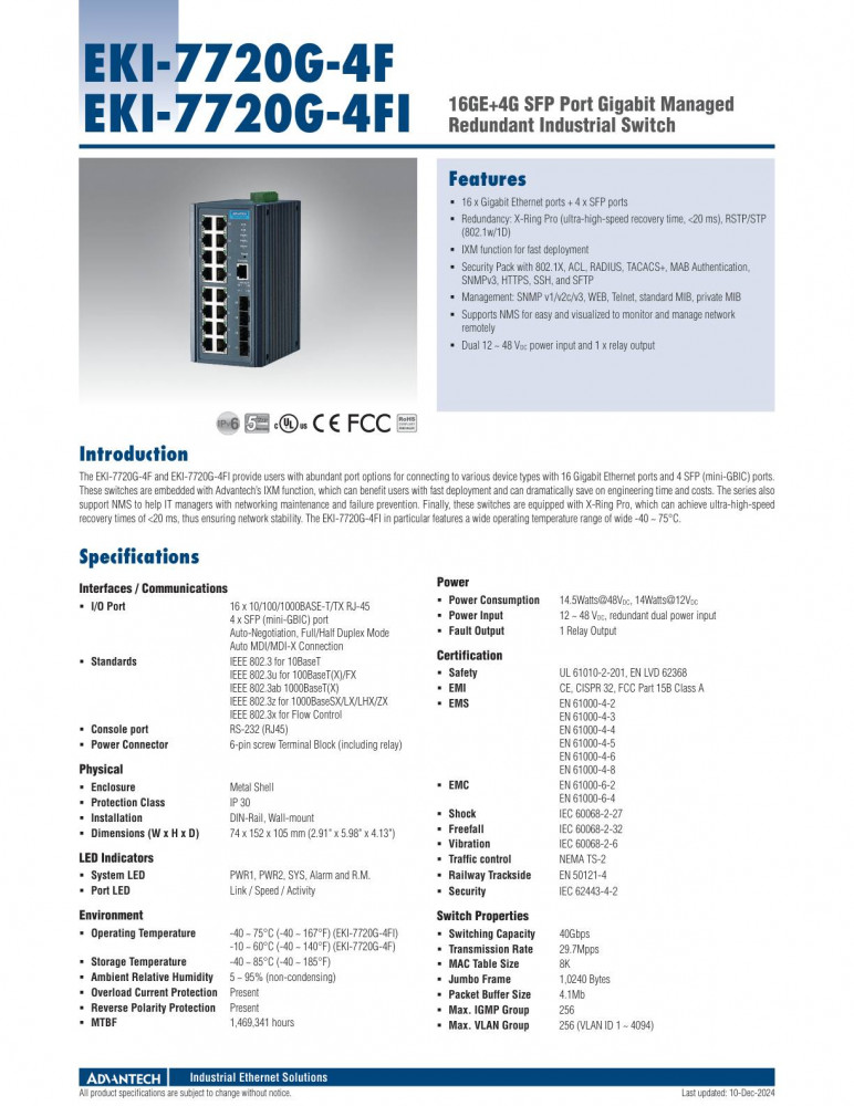 EKI-7720G-4FI technical document, page 1