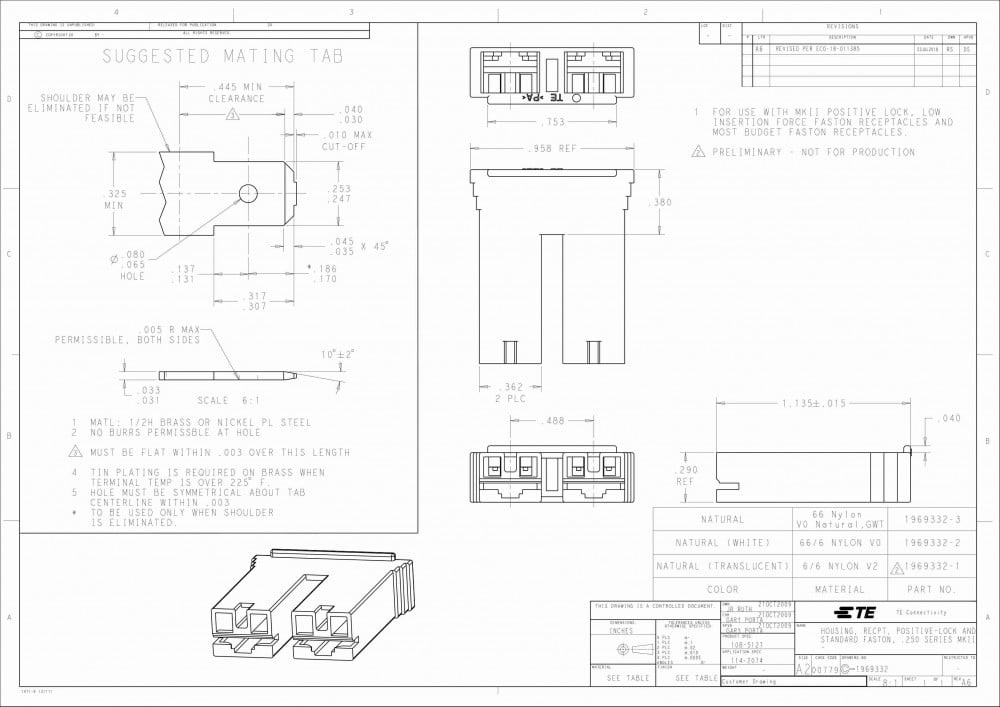 TE Connectivity 1969332-1 controlled drawing preview
