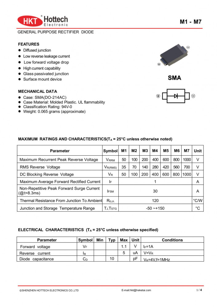 M7 datasheet page 1