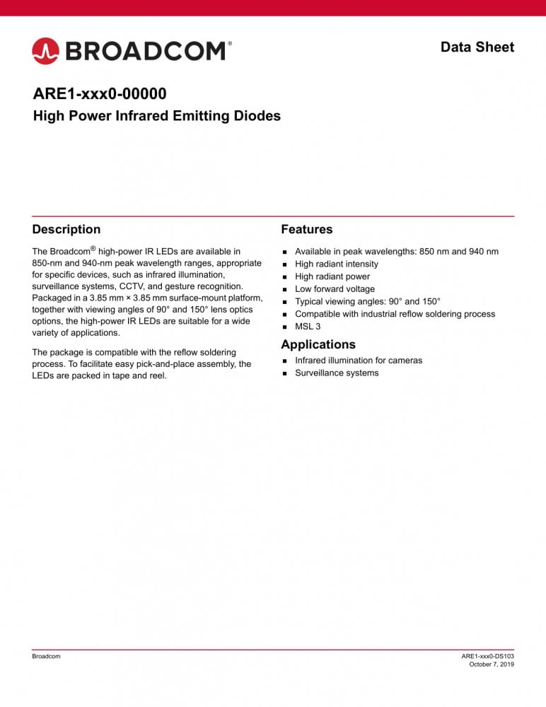 ARE1 series datasheet page 1