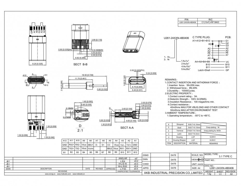U261-2422N-4B0406 technical drawing