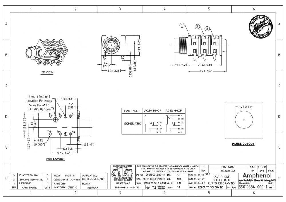 ACJS-HHOP Amphenol customer drawing