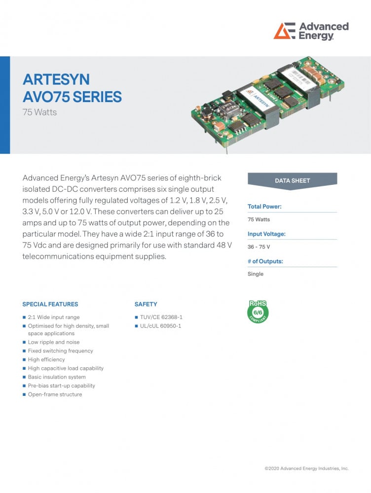 AVO75 datasheet page 1