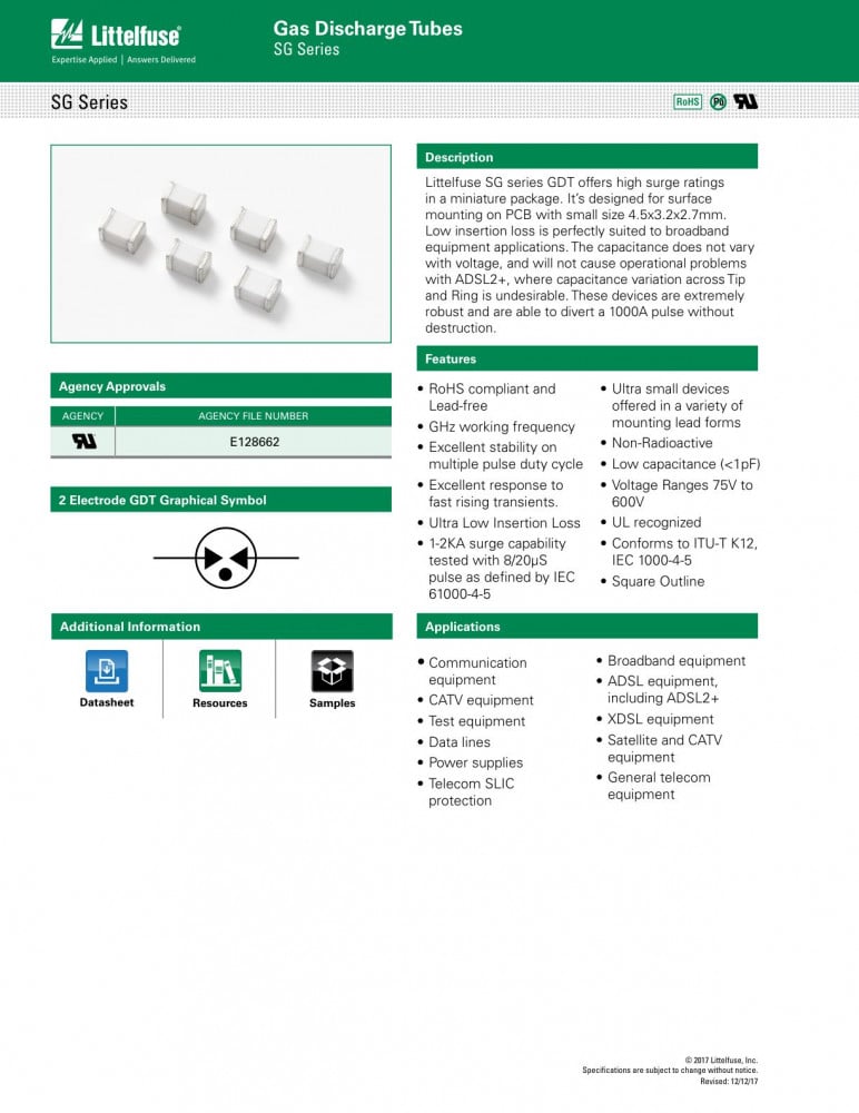 Littelfuse SG90 datasheet page 1