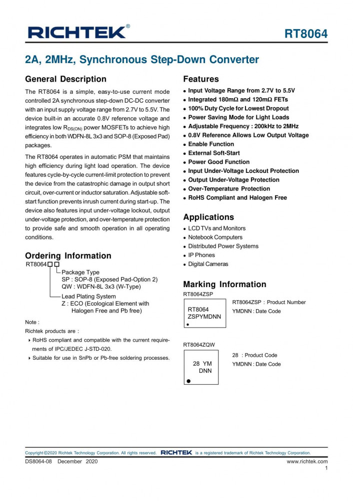 RT8064 datasheet page 1
