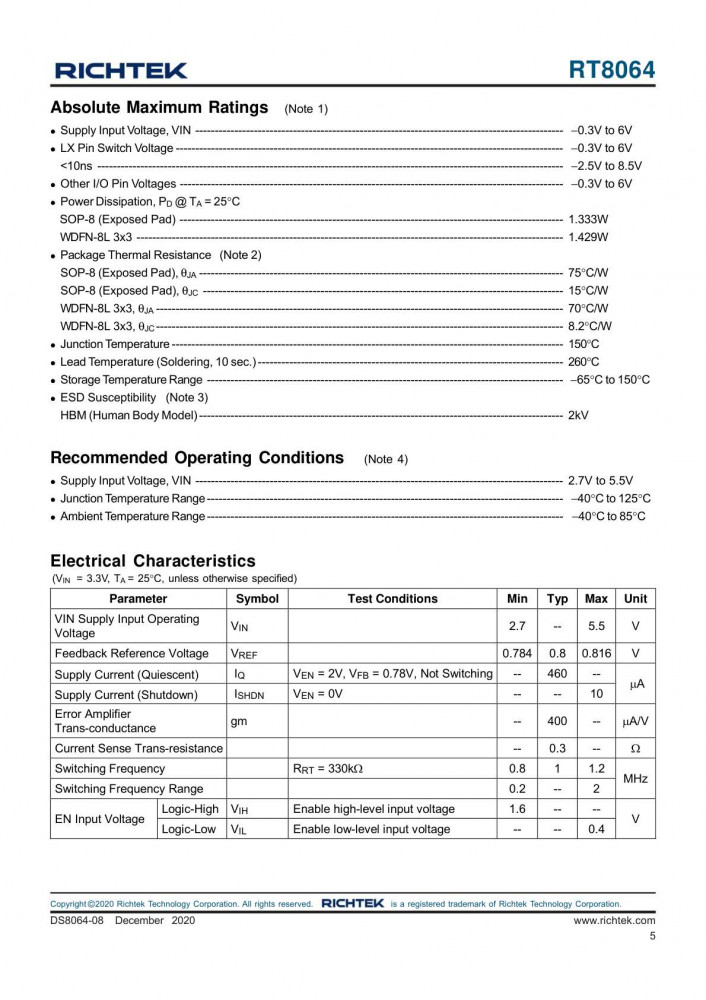 RT8064 datasheet page 5