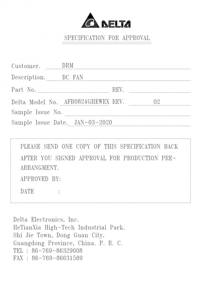 AFB0824GHEWEX approval specification page 1