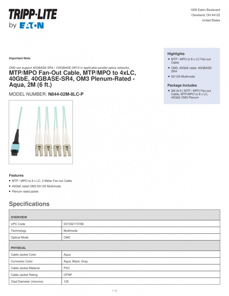 N844-02M-8LC-P technical document page 1