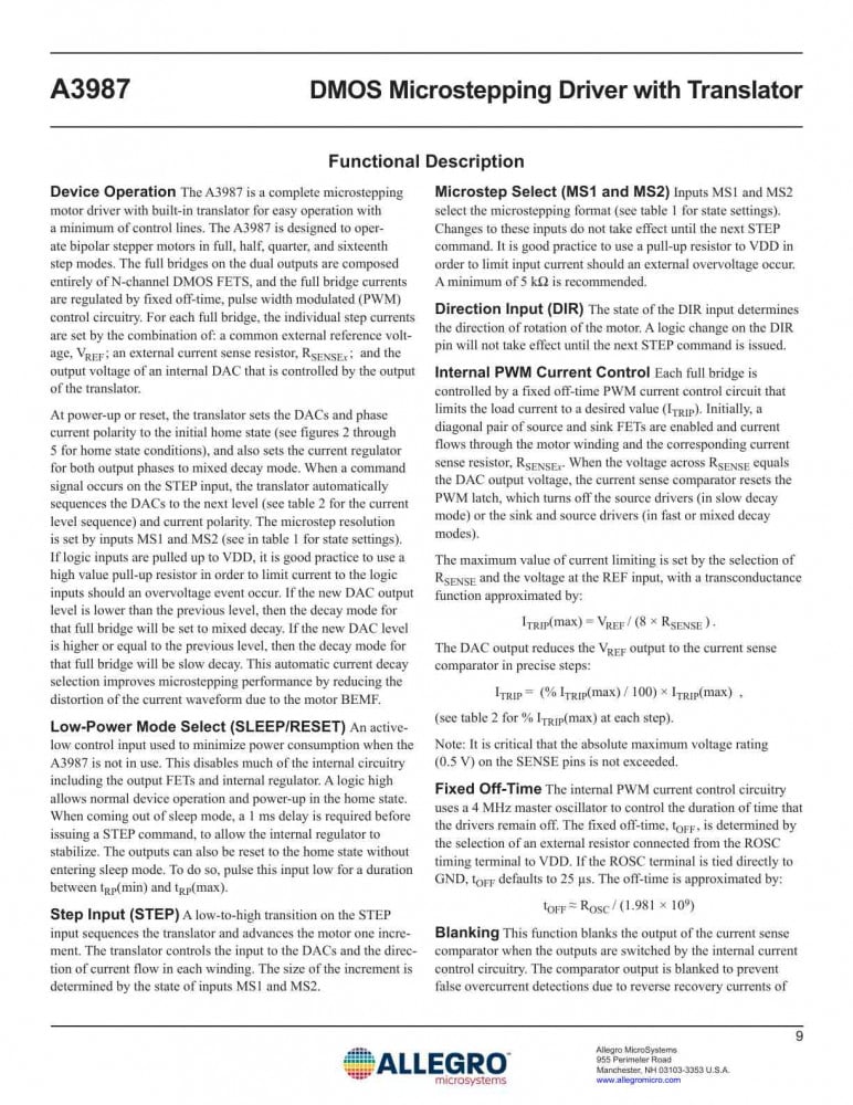 A3987 datasheet page 9
