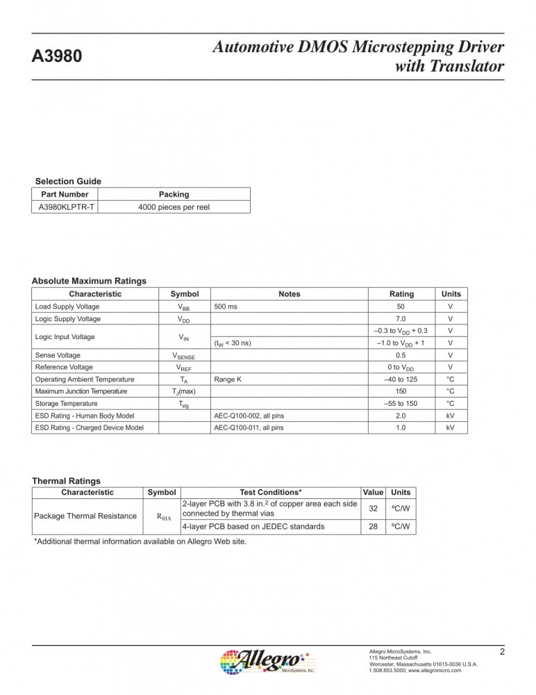 A3980 datasheet page 3