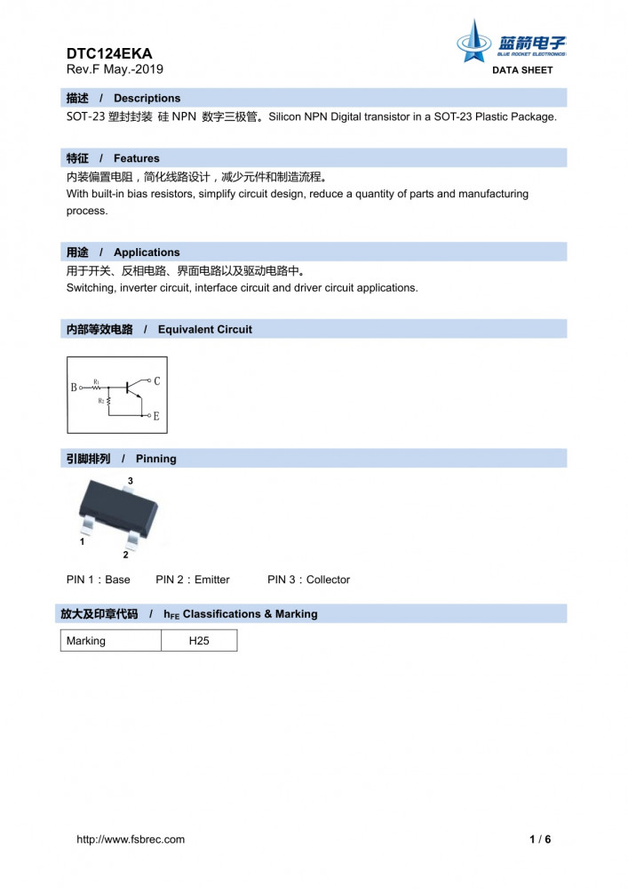 DTC124EKA datasheet page 1
