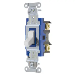 Hubbell-PRO Series, 2 Way Toggle Switch, General Purpose AC, Double Pole, 20A 120/277V AC, Back and Side Wired, White
