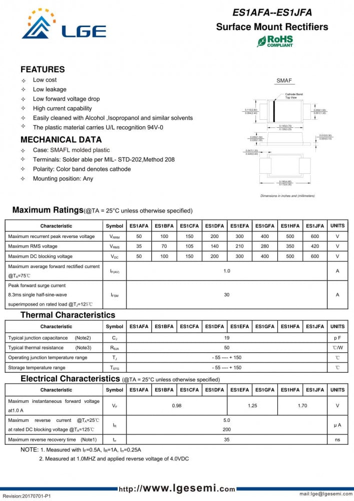 LGE ES1D(SMAF) datasheet page 1