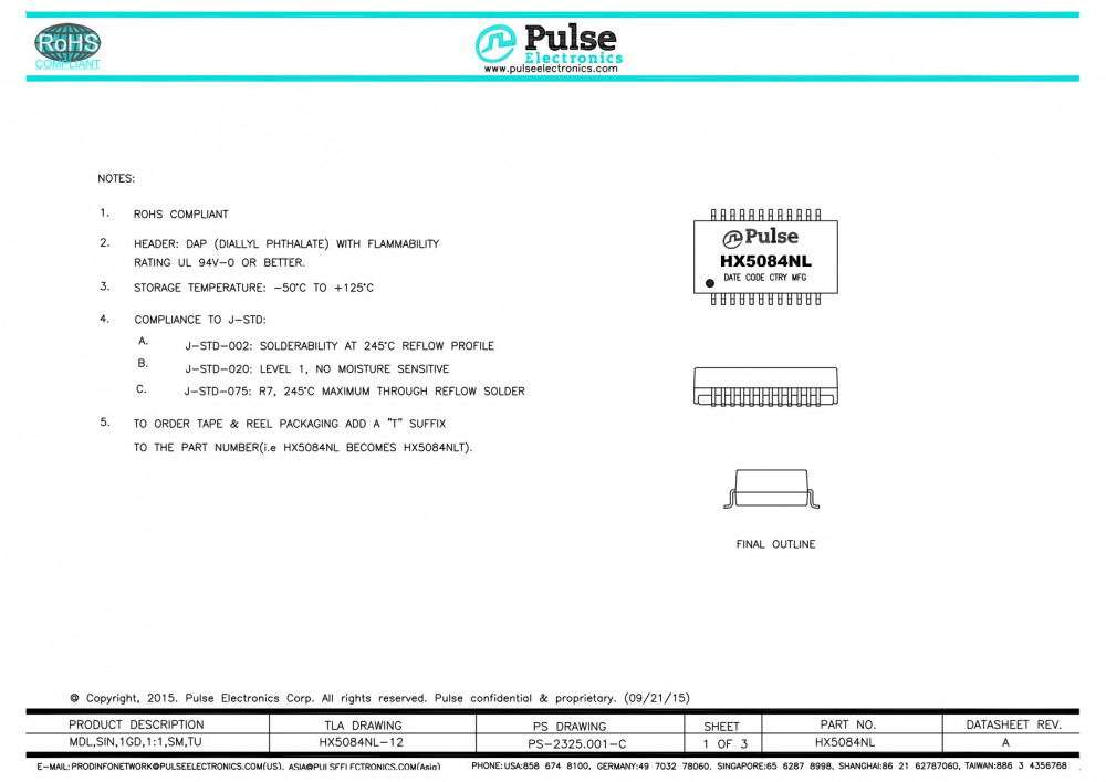 HX5084NLT datasheet page 1