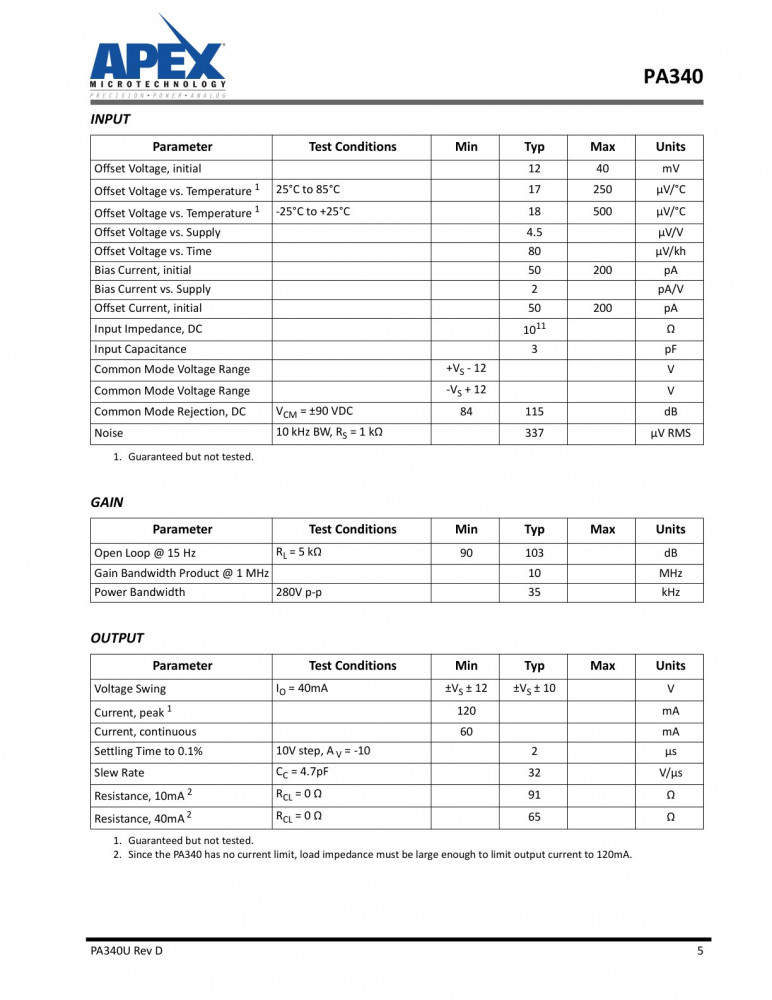 PA340 datasheet page 5