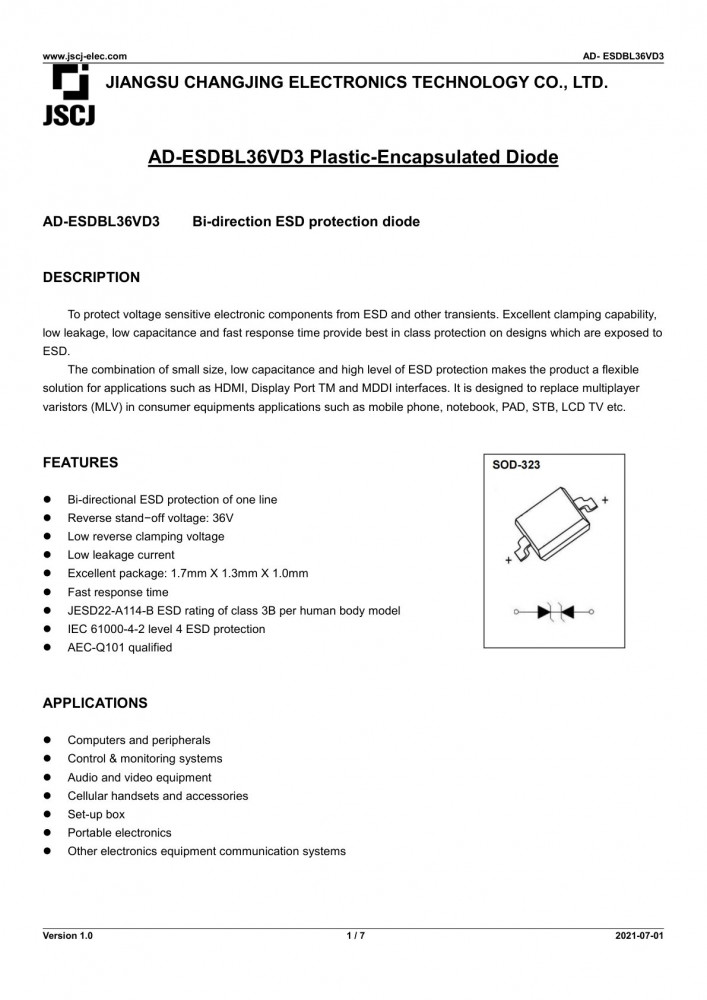 AD-ESDBL36VD3 datasheet page 1