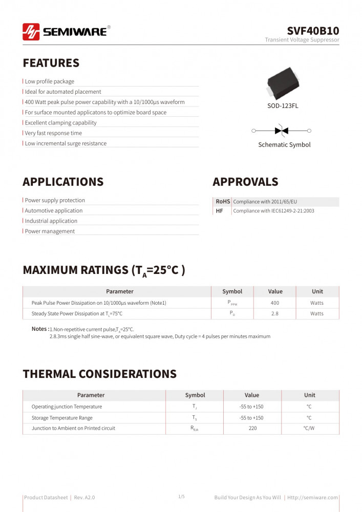 SVF40B10 datasheet page 1