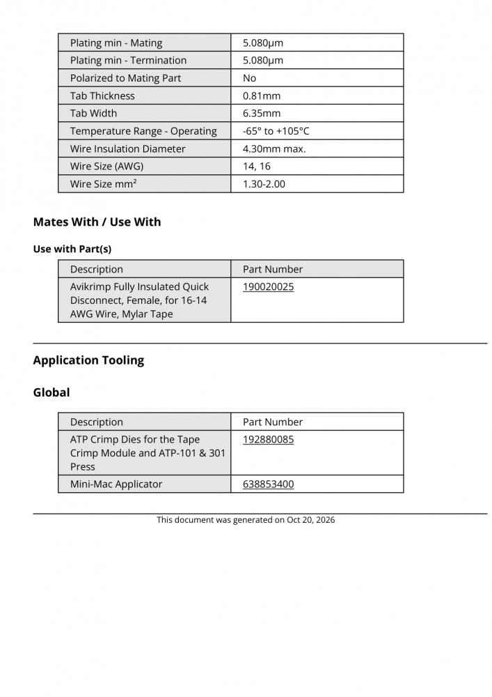 MOLEX 190250010 technical document page 3