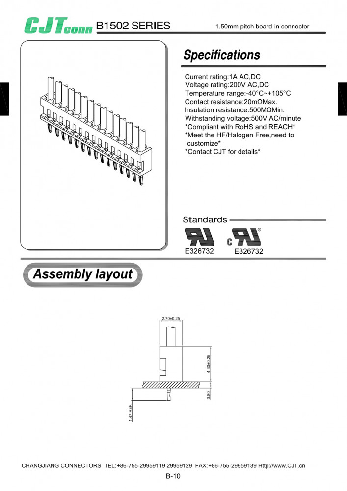 CJT B1502H-4P product documentation page 1