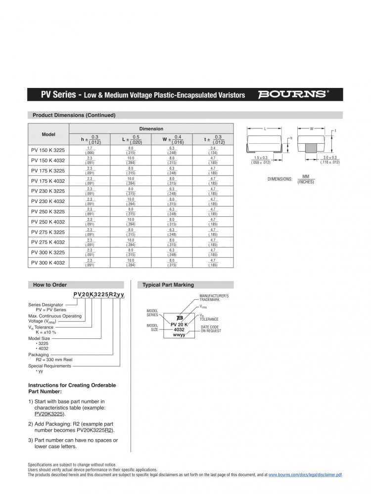 BOURNS PV Series datasheet page 4