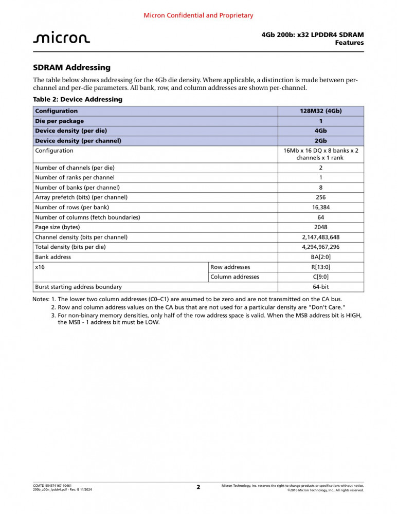 LPDDR4 datasheet page image 2