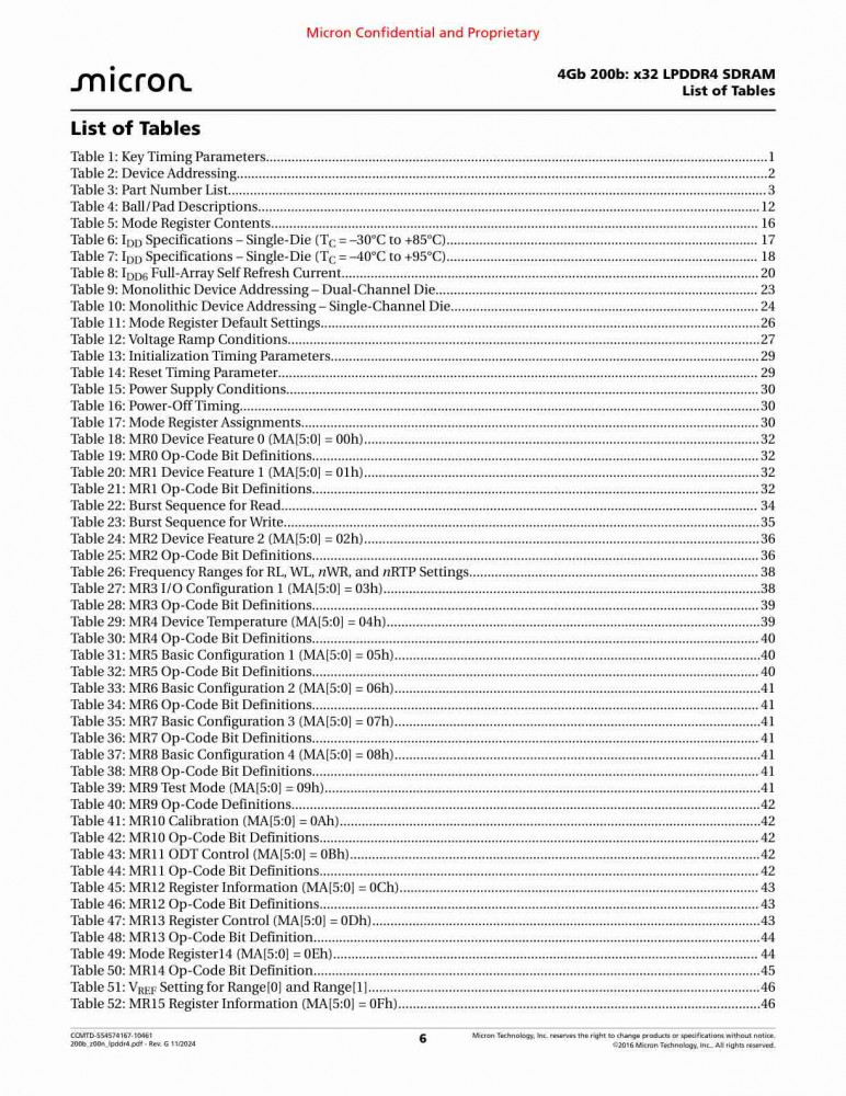 LPDDR4 datasheet page image 6