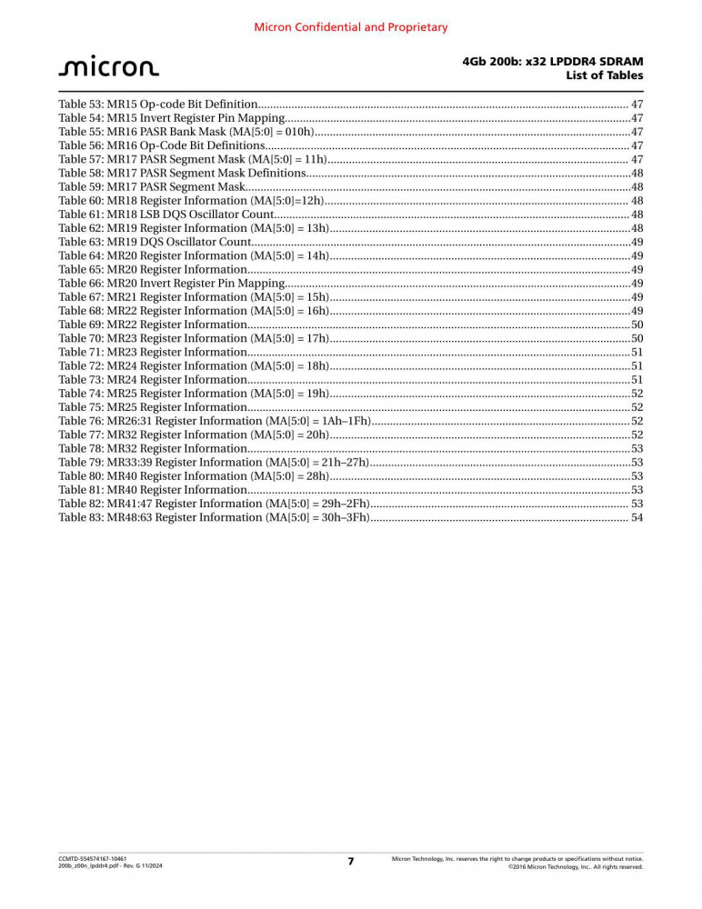 LPDDR4 datasheet page image 7