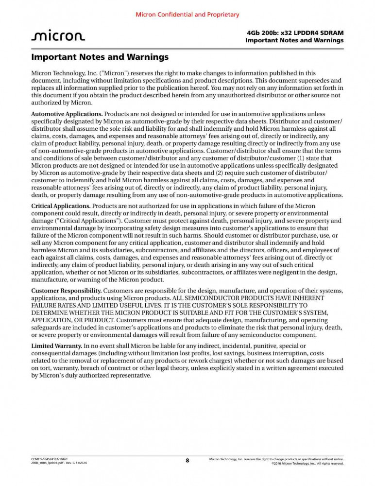 LPDDR4 datasheet page image 8