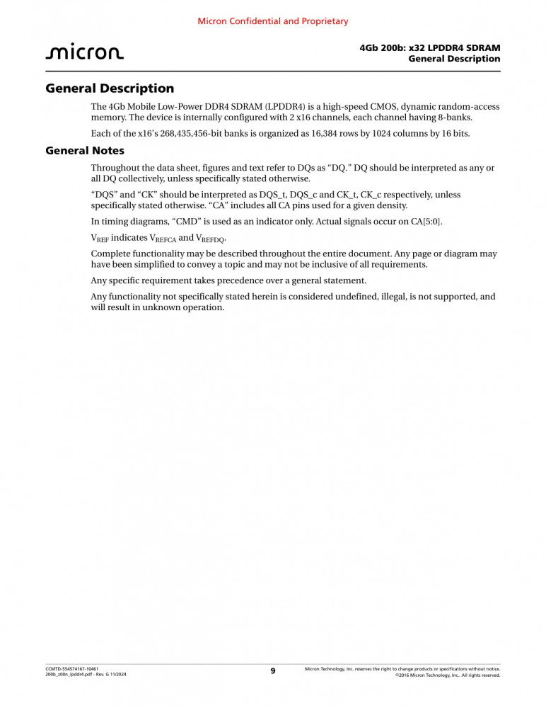 LPDDR4 datasheet page image 9